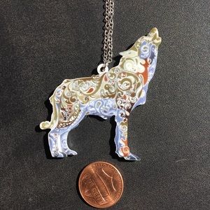 Jewelry | Howling Wolf On A Chain Colorful Paisley | Poshmark
